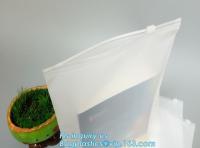 China Transparent PVC Slider Zipper Bag with Bottom Gusset and Holding Loop Custom Size Available for sale