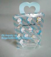 China Transparent PVC Slider Zipper Bag with Bottom Gusset and Holding Loop Custom Size Available for sale