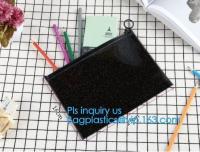 China Slider Zip Lock Black PVC Cosmetic Bag Nylon Zipper Pouch Travel Toiletry Makeup Case 10x15cm for sale