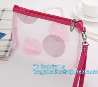 China Mesh Cosmetic Bag Travel Makeup Organizer Pouch Purse Size 20x15cm Transparent PVC Toiletry Case for sale