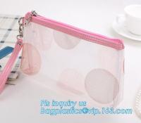 China Mesh Cosmetic Bag Travel Makeup Organizer Pouch Purse Size 20x15cm Transparent PVC Toiletry Case for sale