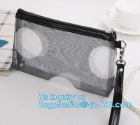 China Mesh Cosmetic Bag Travel Makeup Organizer Pouch Purse Size 20x15cm Transparent PVC Toiletry Case for sale