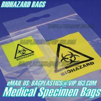 China Biodegradable LDPE Biohazard Specimen Bag with Zipper 2 Mil Opaque Red Line Reclosable Poly Bags for sale