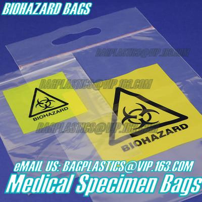 China Biodegradable LDPE Biohazard Specimen Bag with Zipper 2 Mil Opaque Red Line Reclosable Poly Bags for sale