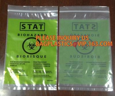 China Printed PE Biohazard Zipper Specimen Bags 2 Mil Thick Zip Top Medical Waste Bags for sale