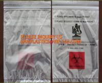China Printed PE Biohazard Zipper Specimen Bags 2 Mil Thick Zip Top Medical Waste Bags for sale