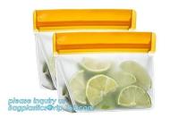 China Clear Food Grade PEVA Stand Up Reclosable Storage Bags 100 Count Leakproof Reusable for Vegetables Fruit Meat for sale