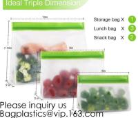 China Reusable PEVA Freezer Storage Bags Leakproof Double Lock Zipper Food Grade 0.15mm Thick for sale