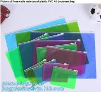 China PVC A3 Document Bag with Mesh Window Waterproof Zipper File Pouch for Stationery Storage 330x240mm for sale