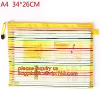 China Wholesale PVC Mesh Zipper Document Bag A4 Size for Office School Supply Multicolor for sale