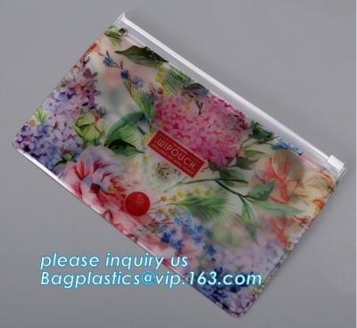 China Custom Clear PVC Cosmetic Pouch Bag with Liquid Glitters Biodegradable Makeup Bag 5000pcs MOQ for sale