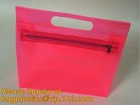China Clear PVC Cosmetic Travel Bag with Zipper 20x15cm Transparent Makeup Pouch for Ladies for sale