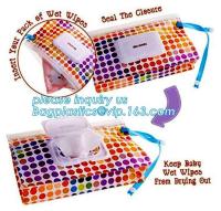 China Reusable PEVA Baby Tissue Wet Wipe Pouch 13x25cm Zip Top Travel Container Bag for sale