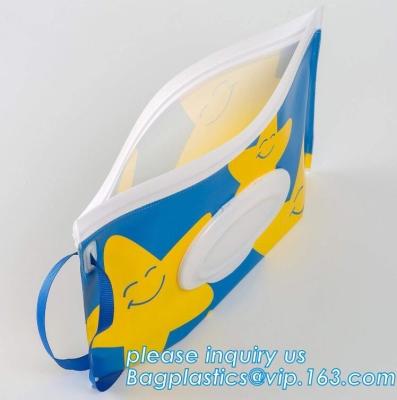 China PEVA Baby Tissue Wet Wipes Bag 13x25+4cm Reusable Portable Zippered Pouch for sale