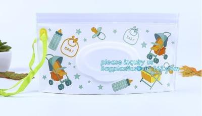 China PEVA Wet Wipe Pouch Holder Dispenser Refillable Baby Wipes Case 13x25cm Cartoon Pattern Travel for sale