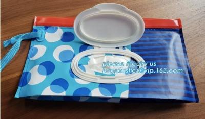 China Custom Printed EVA Wet Wipe Bag with Zipper Top 13x25x4cm 0.25mm Thickness for sale