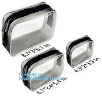 China Custom Logo Rope Handle Clear PVC Cosmetic Bag with Zipper Transparent Travel Makeup Organizer 20x15cm for sale