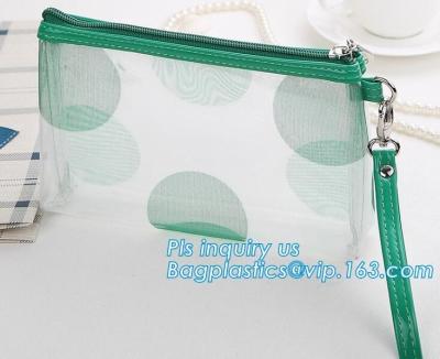 China PVC Mesh Cosmetic Bag with Slider Zipper 20x15cm Transparent Makeup Pouch for Women for sale