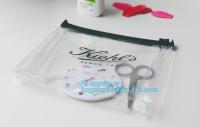 China PVC Slider Zipper Cosmetic Bag with Hanging Ring Waterproof Clear Vinyl Toiletry Pouch 8x6 Inch for sale