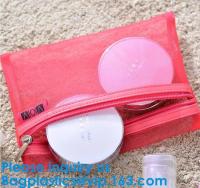 China Nylon Mesh Cosmetic Bag 25x18cm Zippered Makeup Organizer Portable Clear White Storage Pouch for sale