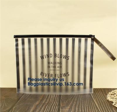 China Custom Printed Waterproof Frosted PVC Zipper Bags 2.5 Mil LDPE Transparent Zip Lock Cloth Bag Wholesale for sale