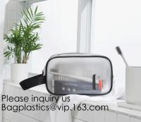 China Custom Transparent PVC Travel Toiletry Organizer Bag 20x6x16cm Waterproof Makeup Cosmetic Pouch for sale