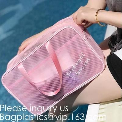 China Clear PVC Cosmetic Pouch 20x14x12cm Waterproof Zippered Makeup Bag for Travel for sale