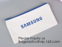 China Custom Organic Cotton Canvas Makeup Bag with Gold Print Personalized Cosmetic Pouch 20x15x10.5cm for sale
