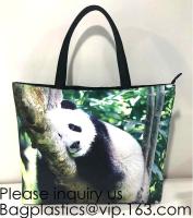 China Custom Printed Canvas Tote Bag with Panda Print Eco Friendly Shopping Bag 38x25 cm for sale