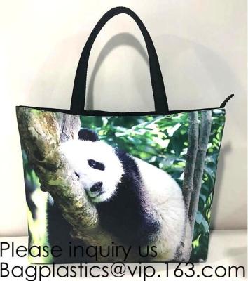 China Custom Printed Canvas Tote Bag with Panda Print Eco Friendly Shopping Bag 38x25 cm for sale