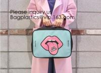 China Custom Cosmetic Bag 27x17x12cm PU Leather Polyester Canvas Eco Friendly Travel Makeup Storage for sale