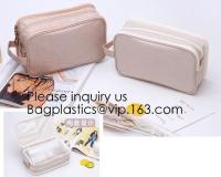China Custom Canvas Travel Makeup Bag 26x15x10cm Portable Mesh Cosmetic Organizer for sale