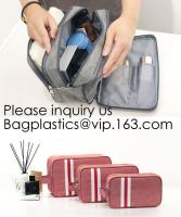 China Wholesale Custom Logo Canvas Cosmetic Travel Pouch Makeup Bag 24x10x14cm for sale