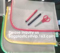 China Custom PVC Mesh Zipper File Bag A4 Size 13x20cm for Office Stationery Travel Storage for sale