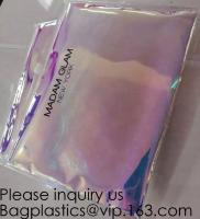 China Custom Holographic PVC Cosmetic Bag with Zip Lock 15x15cm Cushioning Bubble Mailer for sale