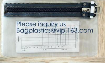 China Custom PVC Zippered Bank Deposit Bag 9.75x6.5 Inch with Key Ring Locking Security Cash Pouch for sale