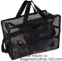 China Eco-Friendly Nylon Mesh Cosmetic Bag 38x35cm Customizable PVC Mesh Makeup Pouch for sale