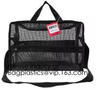 China Eco-Friendly Nylon Mesh Cosmetic Bag 38x35cm Customizable PVC Mesh Makeup Pouch for sale