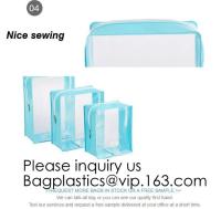 China Clear PVC Cosmetic Pouch TSA Approved Toiletry Bag 3-Pack 7x5x2 Inch Waterproof Travel Makeup Organizer for sale