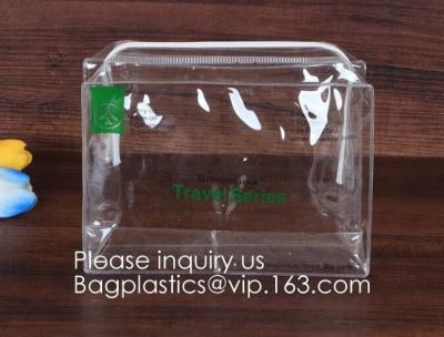 China Transparent PVC Cosmetic Organizer Bag 0.4mm Thick with SBS Metal Zipper for Travel Toiletry for sale