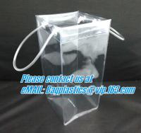 China Clear PVC Packaging Bag with Handle for Wine Gift Tote Bags 500 PCS MOQ for sale