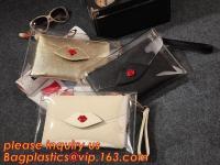 China PVC Button Closure Clutch Bag Women Cosmetic Makeup Bag with Golden Handle Chain 20cm for sale
