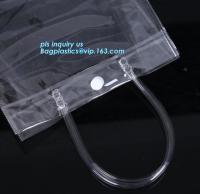 China Transparent PVC Handle Bag with Zipper Top for Shopping Cosmetic Packaging Custom Logo for sale
