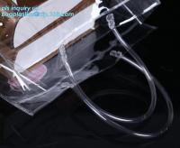 China Transparent PVC Handle Bag with Zipper Top for Shopping Cosmetic Packaging Custom Logo for sale