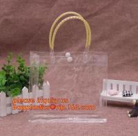 China Transparent PVC Handle Bag with Zipper Top for Shopping Cosmetic Packaging Custom Logo for sale