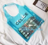 China Custom PVC Handle Bag Waterproof Beach Tote with Die Cut Handle 500 PCS MOQ for sale