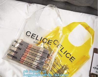 China Custom Printed PVC Handle Bag Stand Up Gift Wine Bottle Packing Recyclable Plastic Bag 500 PCS MOQ for sale