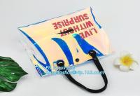 China Custom PVC Handle Bag with Button Close Clear Vinyl Tote Bag Reusable Gift Packaging 500 PCS MOQ for sale