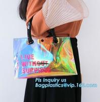 China Custom PVC Handle Bag with Button Close Clear Vinyl Tote Bag Reusable Gift Packaging 500 PCS MOQ for sale