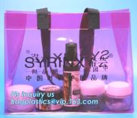 China Custom Logo Clear PVC Zipper Bag with Handle Eco Friendly Plastic Bag Manufacturer for sale